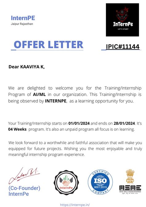 Kaaviya K On Linkedin Internpe Intern Internpeinternship