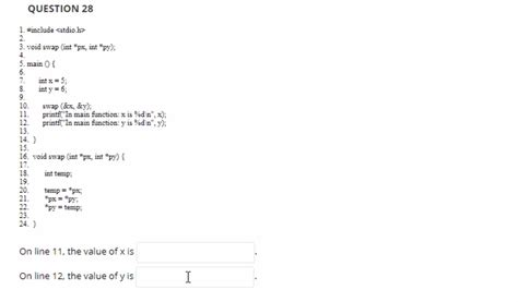solved question 28 1 include 2 3 void swap int px
