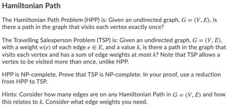 Solved Hamiltonian Path The Hamiltonian Path Problem HPP Chegg