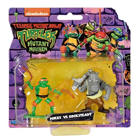 Tortugas Ninja Pack 2 Figuras Mikey Vs Rocksteady Joguiba