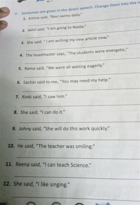 Sentences Are Given In The Direct Speech Studyx