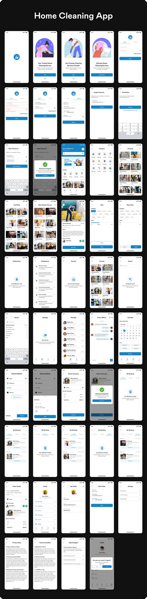 HomeCare App UI Template Home Cleaning Service App In Flutter CleanMaster App Template