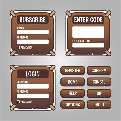 Set Of Game Menu Selection For Rpg And Adventure Game Vector Art At Vecteezy