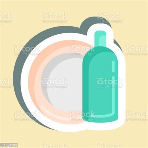 스티커 세척 요리 어린이 기호에 적합합니다 편집 가능한 간단한 디자인 디자인 템플릿 벡터 간단한 그림 0명에 대한 스톡 벡터