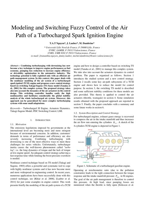 Pdf Modeling And Switching Fuzzy Control Of The Air Path Of A Turbocharged Spark Ignition Engine