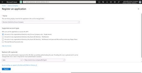 Configuring Business Central For Azure Active Directory Authentication