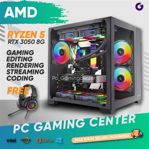 Jual PC GAMING RTX 3050 8GB RYZEN 5 5600G FULLSET RAM RAM 16GB SSD 512GB KOMPUTER GAMING BERAT