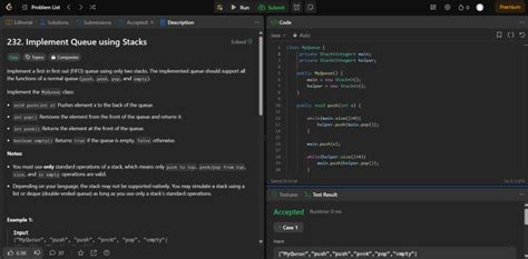 100daysleetcodechallenge implement queue using stacks aditi thakur