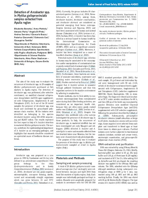 Pdf Detection Of Arcobacter Spp In Mytilus Galloprovincialis Samples