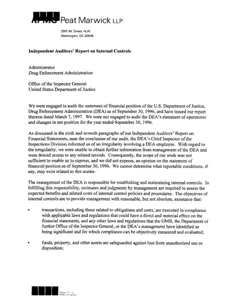 Internal Control Audit Report Template