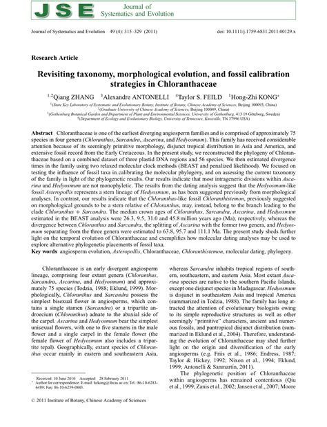 Pdf Revisiting Taxonomy Morphological Evolution And Fossil Calibration Strategies In