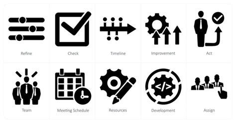 Premium Vector A Set Of 10 Action Plan Icons As Refine Check Timeline