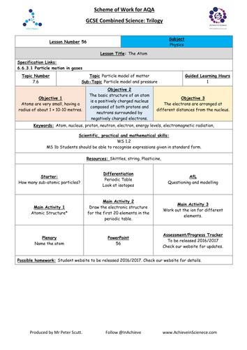 New L56 Structure Of Atoms Physics Combined Science Trilogy Aqa
