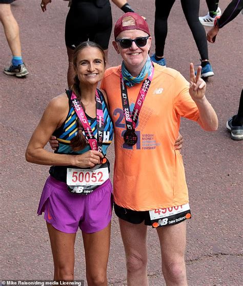 Virgin Radio Dj Chris Evans Beams With Wife Natasha Shishmanian After Running The London