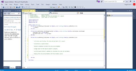 Solved Square Solution Microsoft Visual Studio File Edit Chegg Com