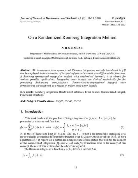 Pdf On A Randomized Romberg Integration Method