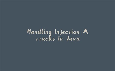 Handling Injection Attacks In Java 拾光赋