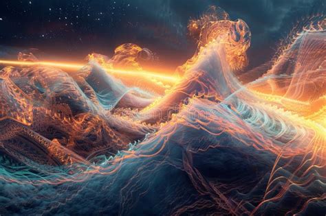 Dynamic Digital Artwork Showcasing The Energy And Motion Of Sound Waves Stock Illustration