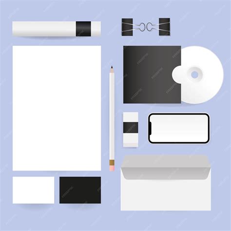 기업의 정체성 템플릿 및 브랜딩 테마의 모형 종이 연필 Cd 및 봉투 디자인 프리미엄 벡터