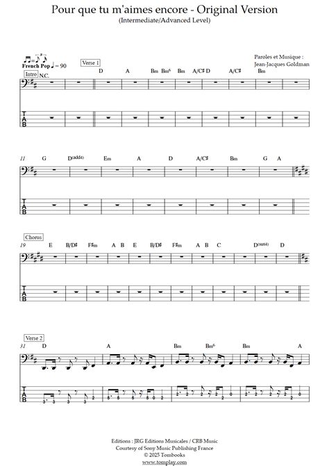 Pour Que Tu Maimes Encore Original Version Intermediateadvanced