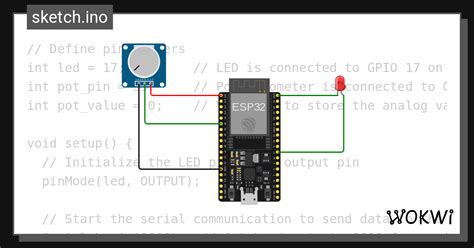 Analog To Pwm Control Brightness Of Led Using A Potentiometer Wokwi Esp32 Stm32 Arduino