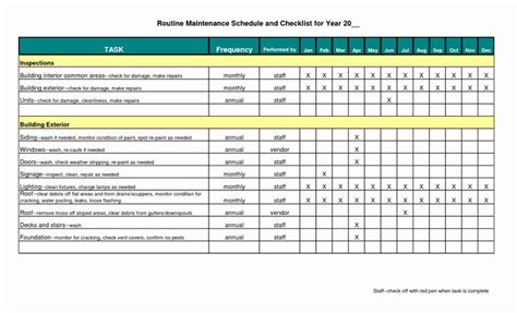 Preventive Maintenance Schedule Template Lovely Preventive Maintenance