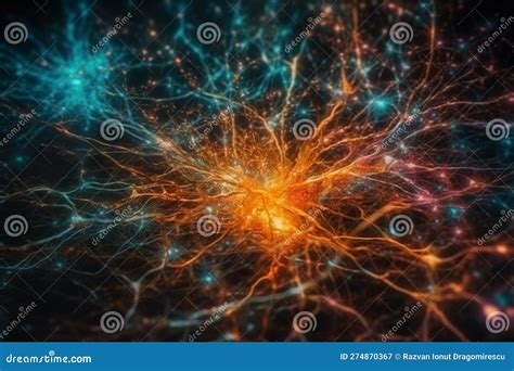 Communication Between Neurons Via Synapses The Neurons Are Shown As Vibrant Colorful Cells With