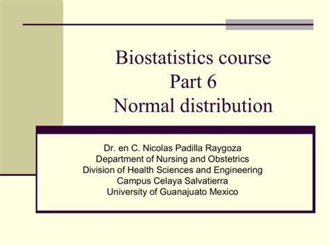 Biostatistics Course Part 6 Normal Distribution