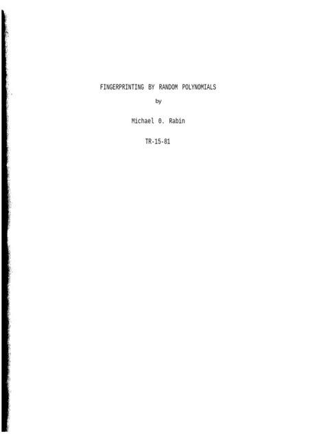 Rabin Algorithm Byusing Random Polynomial Pdf Polynomial Abstract