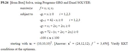 p5 26 [from box] solve using programs grg and excel