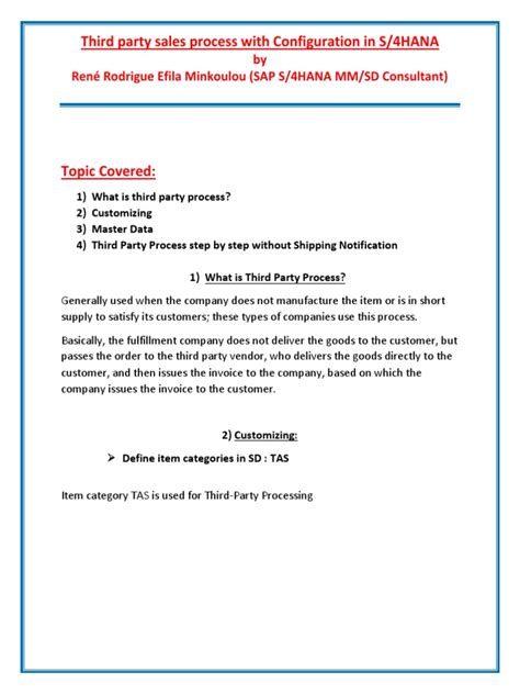 Third Party Sales Process With Configuration In S4hana By René