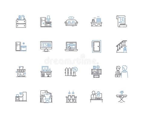 Armchair Line Icons Collection Comfort Relaxation Cozy Cushion Support Leather Recliner