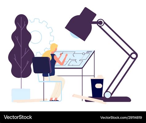Woman Architect At Work Girl Engineer Royalty Free Vector