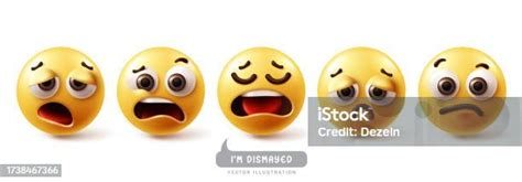 이모티콘은 당황한 이모티콘 문자 벡터 세트입니다 이모티콘 이모티콘 캐릭터 모음 실망 슬프고 외롭고 끔찍하고 속상한 표정 3차원 형태에 대한 스톡 벡터 아트 및 기타 이미지