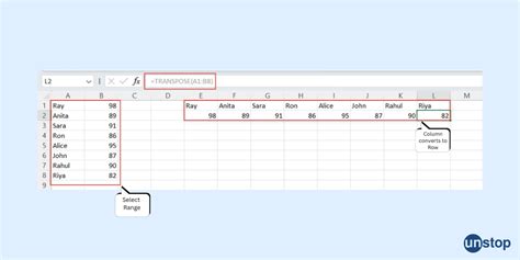 Transpose In Excel: Convert Rows To Columns & Vice A Versa With Ease // Unstop