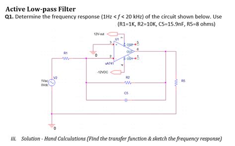 Solved Active Low Pass Filter Q Determine The Frequency Chegg