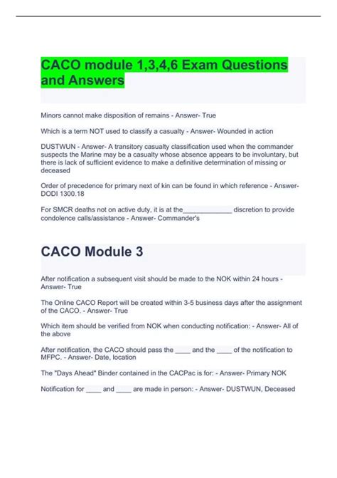 Caco Module 1346 Exam Questions And Answers Usmc Caco Stuvia Us