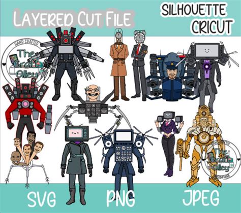 40 Skibidi Toilet Characters For Vinyl Or Sublimation Both Layered And