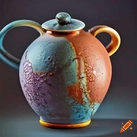 Sculpted Ceramic Artwork Featuring A Variety Of Glazed Plates Bowls