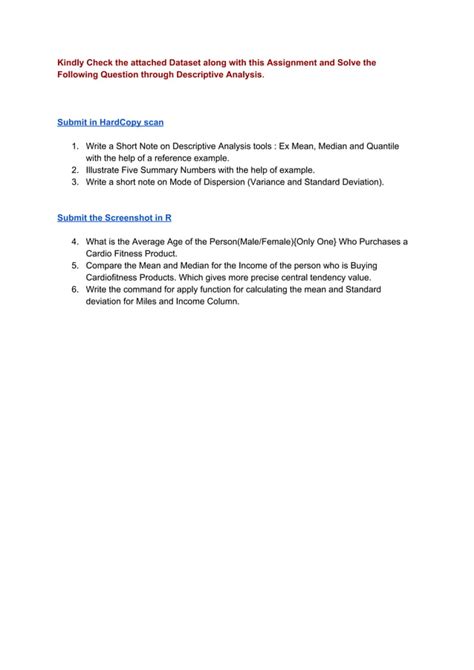 Descriptive Statistics Assignment Pdf