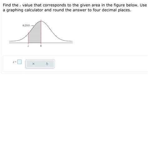 solved find the value that corresponds to the given area in