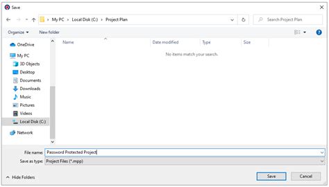 Save Password Protected Mpp Files Project Plan 365