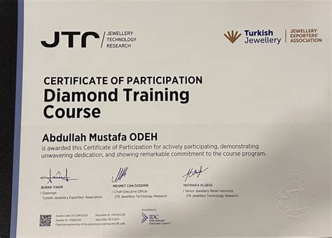 Abdullah Odeh On Linkedin New Certificate In Diamonds Huthaifa Alqeisi