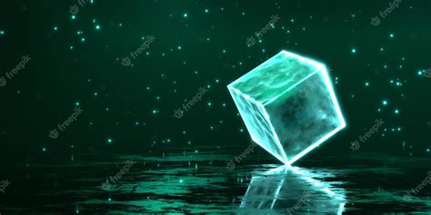 Premium Photo 3d Render Cube With Blue Glowing On Dark Blue