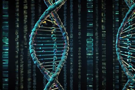 Intricate Dna With Digital Matrix Premium Ai Generated Image