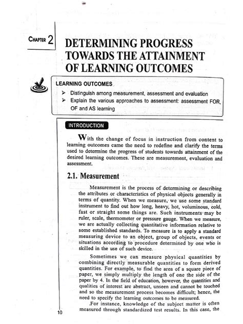 Chapter 2 Determining Progress Towards The Attainment Of Learning Outcomes Pdf