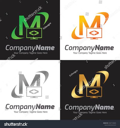 Programming Code Computer Monitor Logo Template เวกเตอร์สต็อก ปลอดค่า