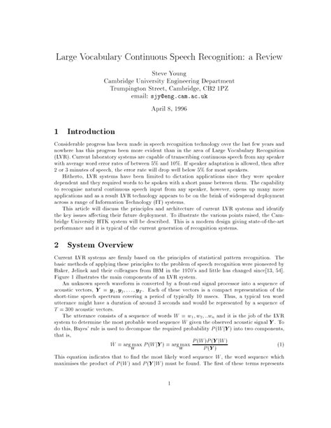 Pdf Large Vocabulary Continuous Speech Recognition A Review
