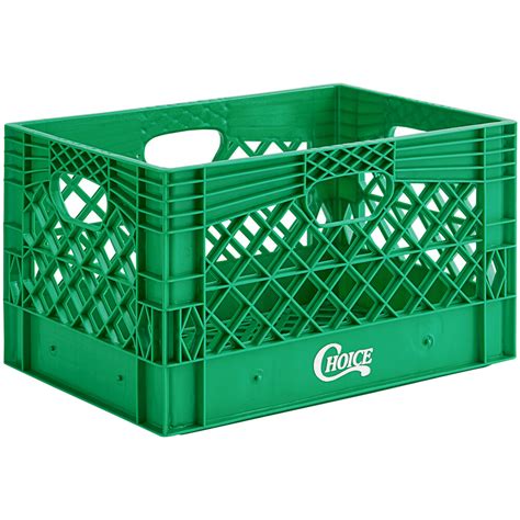 Choice 24 Qt Green Rectangular Milk Crate 18 3 4 X 13 X 11