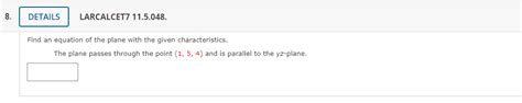 Solved Find An Equation Of The Plane With The Given